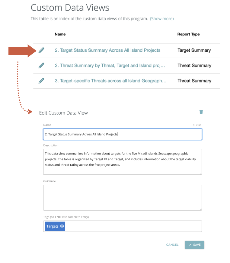 Data Views Analyze And Export Data In Tables Miradi Help Center