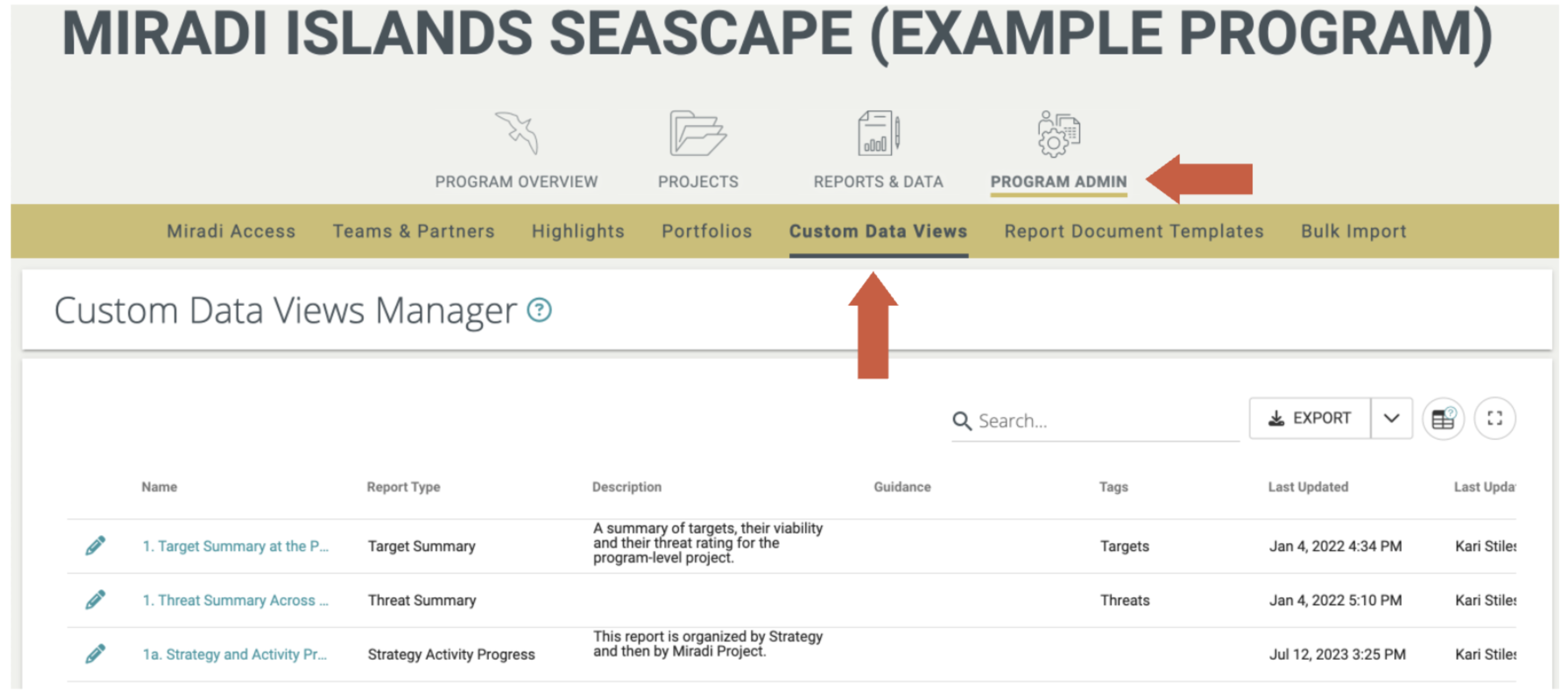 Data Views Analyze And Export Data In Tables Miradi Help Center