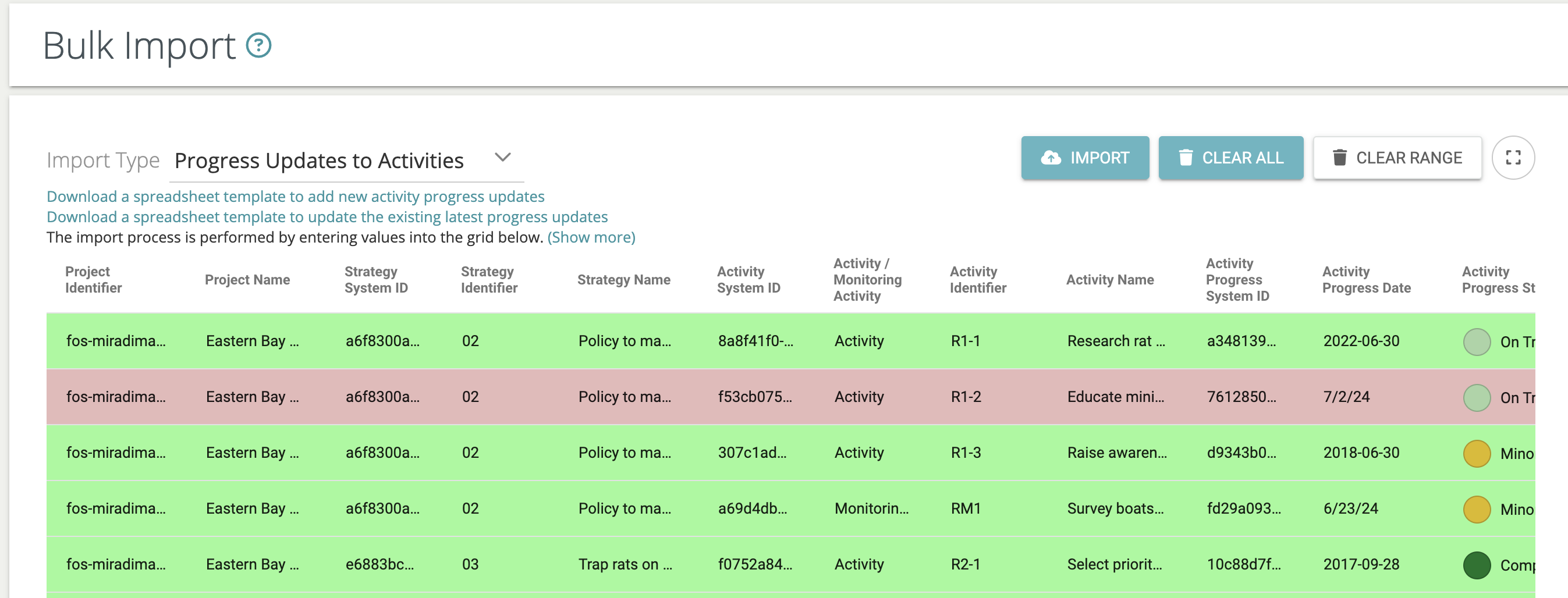 Bulk Import Project Data – Miradi Help Center